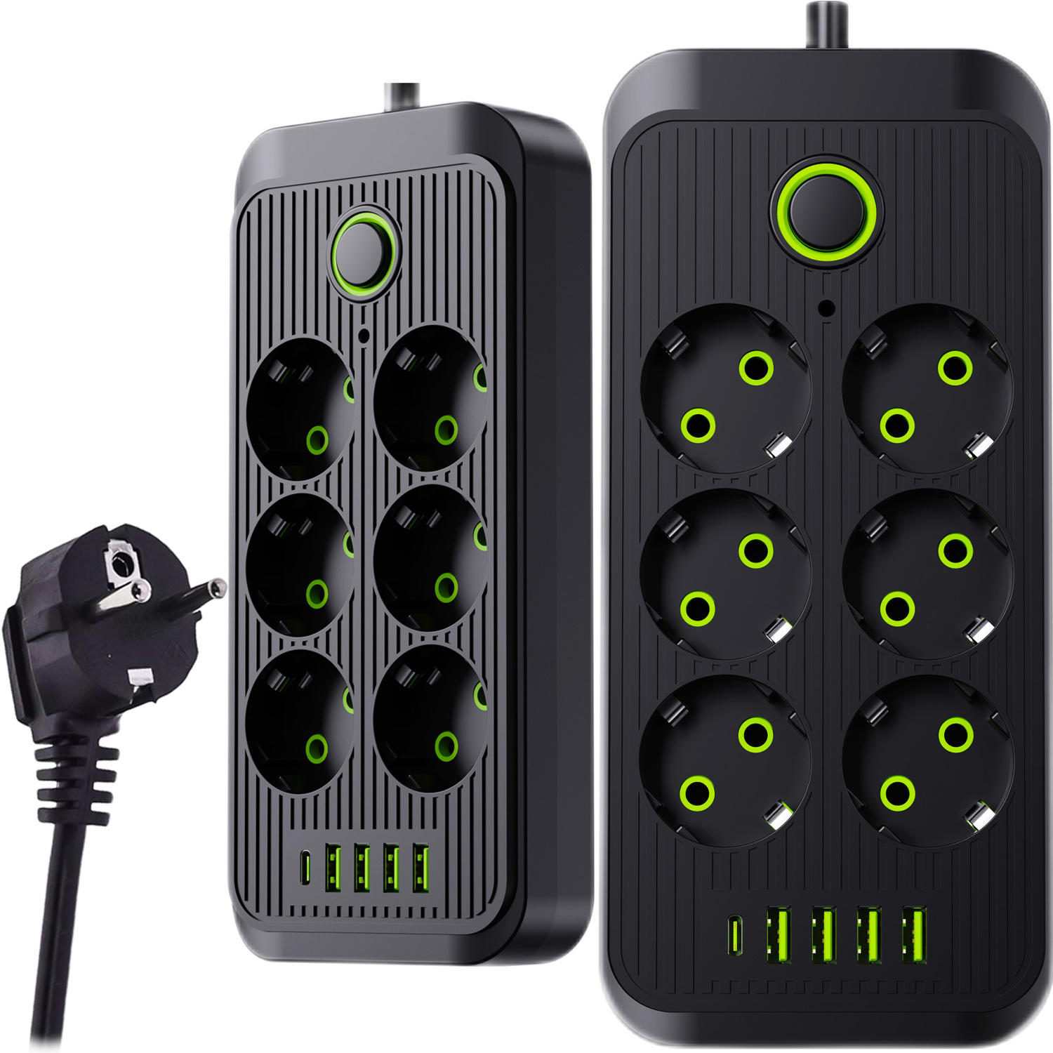 Extension cord Power strip 6 sockets AC EU sockets 4x USB USB-C type C ...