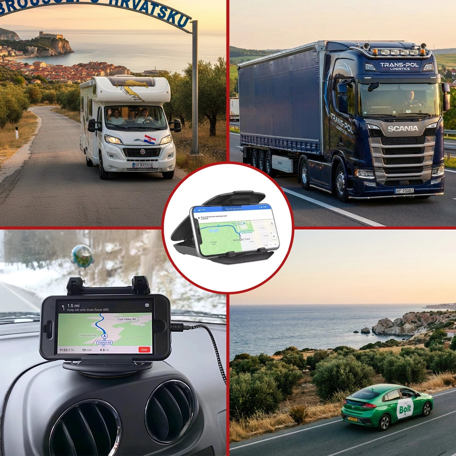 Uchwyt samochodowy na telefon gps kokpit deskę samochodu auta obrotowy ...